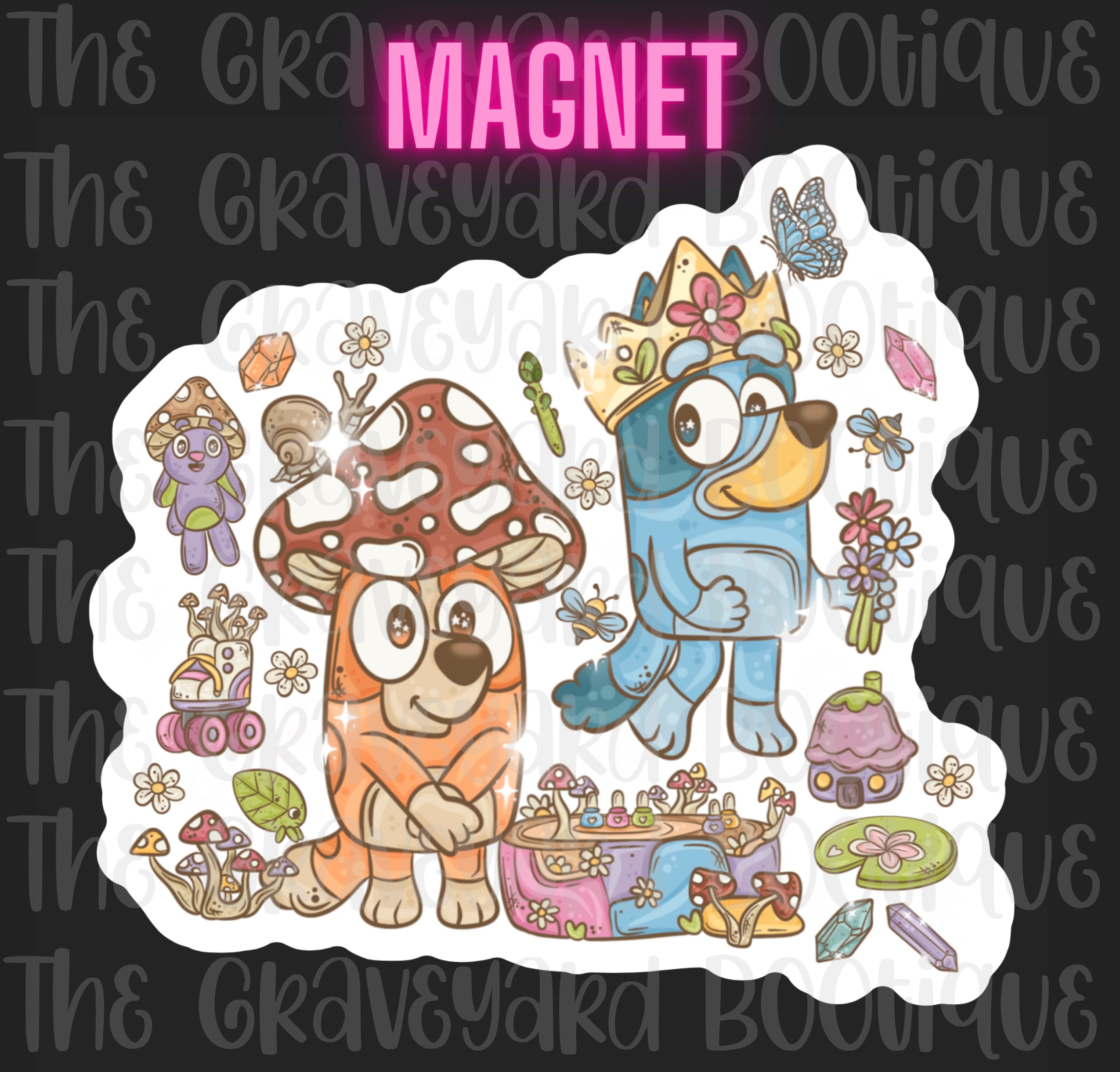 Cottage Core Bluey Magnet – The Graveyard BOOtique